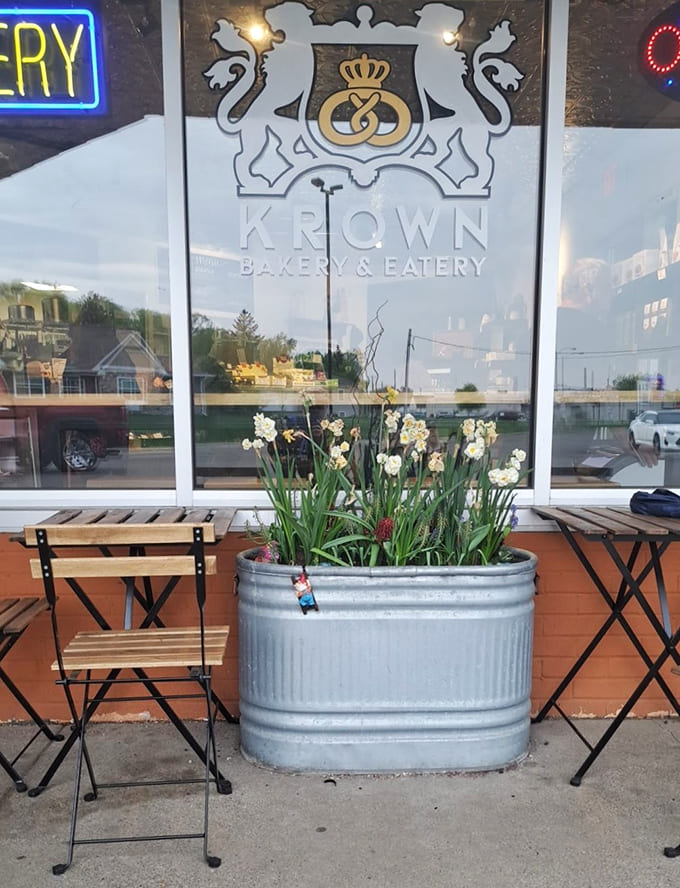 Those metal planters and bistro tables create the perfect stage for your own personal Swedish fika experience.