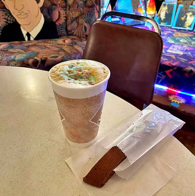 This isn't just any coffee &ndash; it's served against a backdrop of Beatles history that transforms a simple caffeine break into a cultural experience.