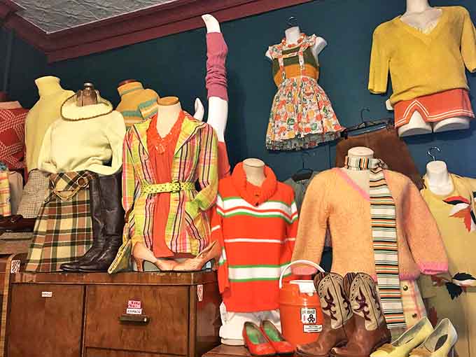 Mannequins model the possibilities of vintage styling, demonstrating how yesterday's fashion creates today's unique personal statements.