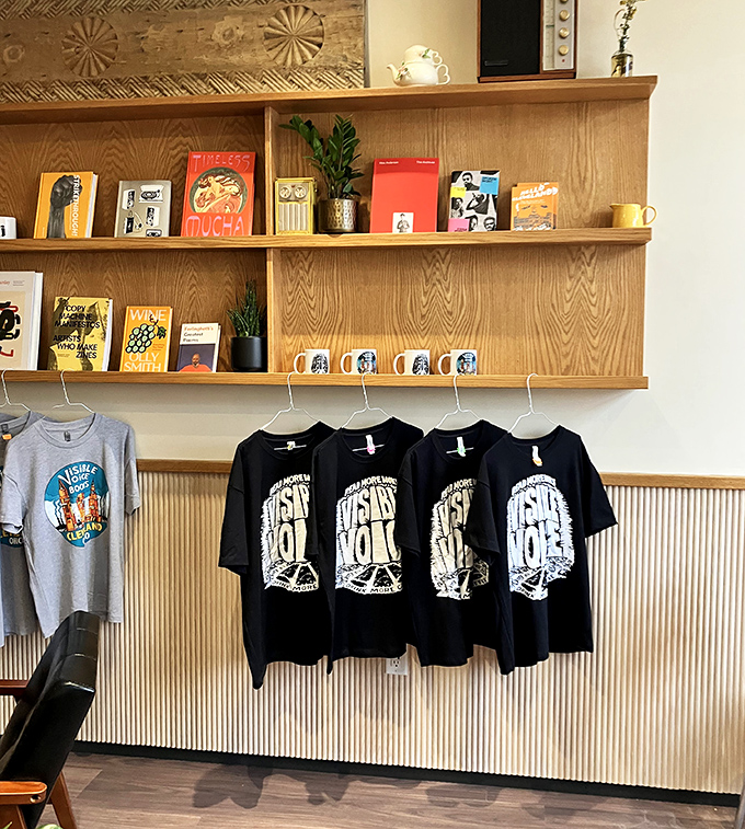 Visible Voice merchandise lets book lovers take home a piece of this literary haven, from branded shirts to tasteful mugs.