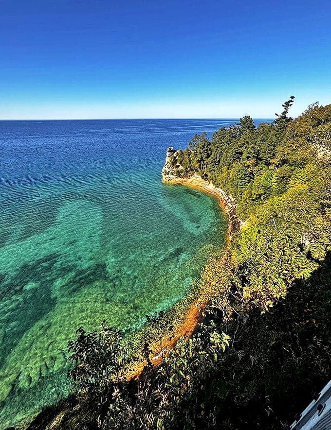 Miners Castle stands as Pictured Rocks' most famous formation, its stone turrets resembling a medieval fortress rising from Lake Superior's shores.