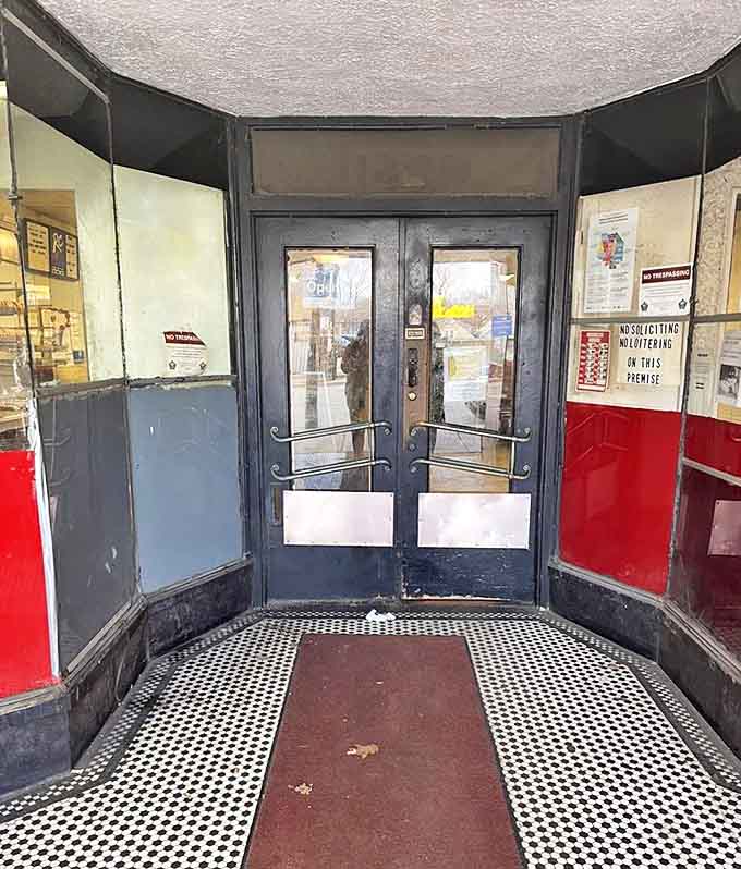 The entrance: where ordinary people enter and donut-enlightened individuals exit, forever changed by fried dough epiphanies.