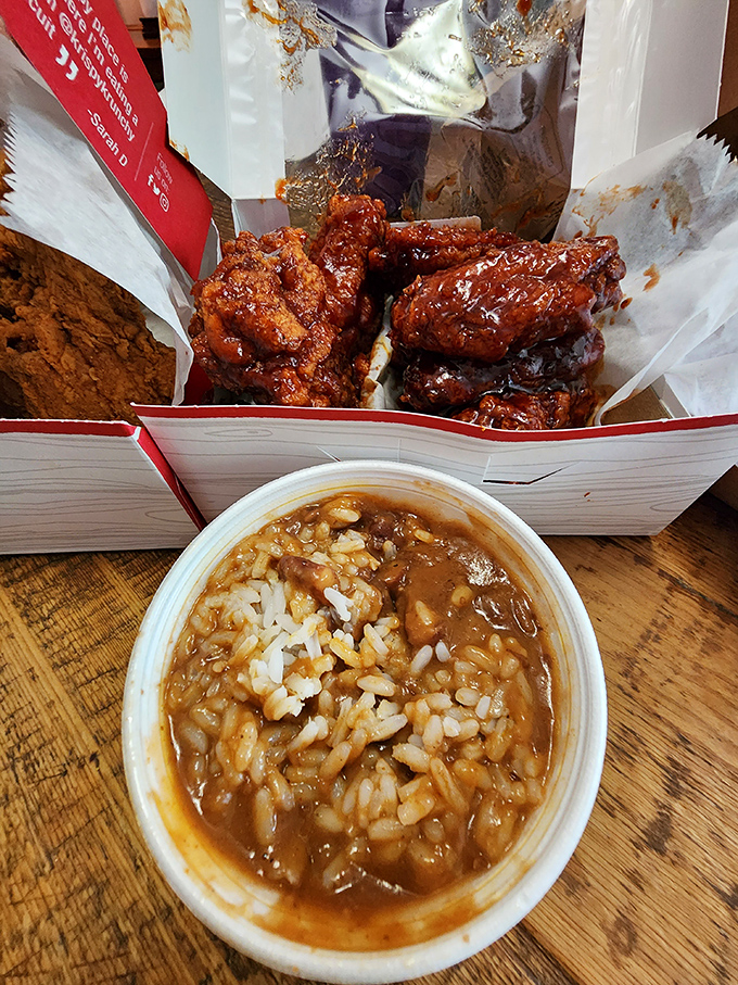 A soul-satisfying combination: spicy-sweet glazed chicken alongside rice that soaks up every drop of that magnificent sauce&mdash;no morsel left behind!