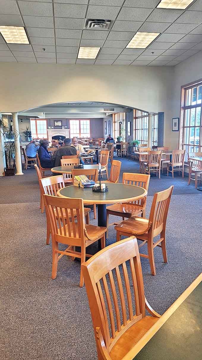 The caf&eacute; area offers the perfect retreat &ndash; wooden chairs, round tables, and the promise of literary companionship over coffee.