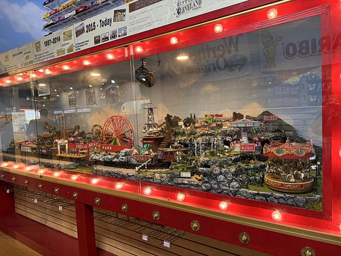 Historical displays showing candy's evolution, because even sugar has a story and apparently it involves a lot of creative wrapper designs.