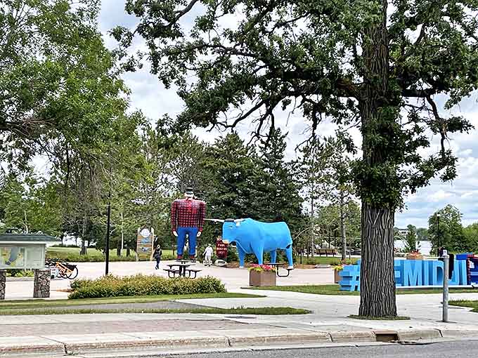 From the road, Paul's massive figure serves as Akeley's most recognizable landmark, impossible to miss even for distracted travelers.