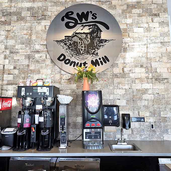 The coffee station stands ready to provide the perfect companion to your donut &ndash; because even superheroes need sidekicks.