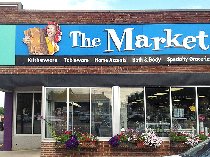 The Market's cheerful vintage-inspired signage promises specialty finds that transform shopping from errand to adventure.