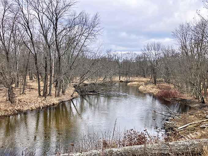 Winter's quiet transformation of the White River reveals another personality, serene and contemplative beneath bare branches.