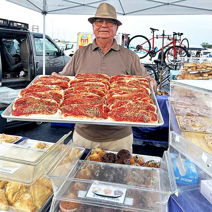 Fresh pastries topped with sesame seeds prove that some vendors take their craft seriously and deliciously.