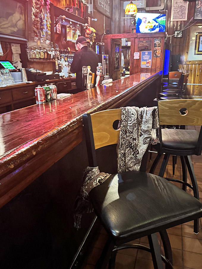 Where magic happens &ndash; this well-worn bar has supported countless elbows, cold beers, and life stories shared between strangers-turned-friends.
