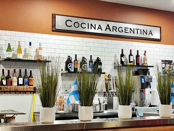 Cocina Argentina isn't just a sign&mdash;it's a promise. The well-stocked bar area features Argentine wines that pair perfectly with your empanada adventure.