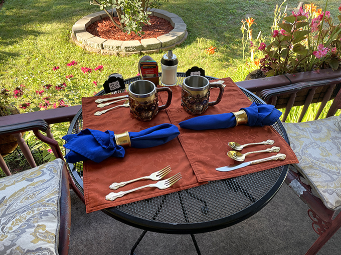 Morning coffee tastes better when served in gear-adorned mugs on the veranda &ndash; the garden views come with a side of steampunk charm.