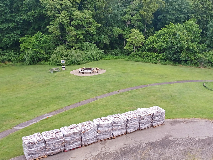This perfect circle of stones awaits marshmallow-toasting adventures and the kind of conversations that only seem to happen around dancing flames.