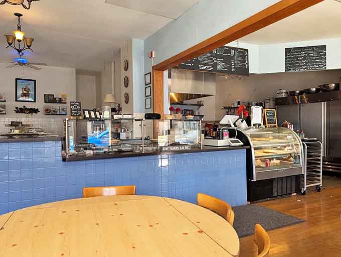 From this vantage point, you can almost smell the coffee brewing and hear the gentle clink of forks against plates.