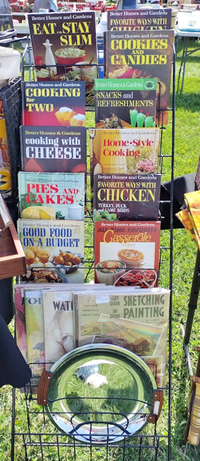 Vintage cookbooks from Better Homes and Gardens, promising everything from budget meals to staying slim while eating well.