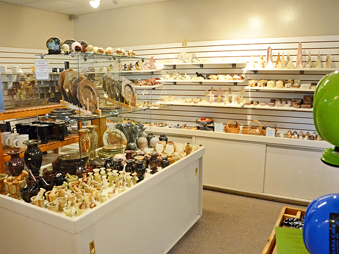 Geological retail therapy: The gift shop offers everything from serious collector pieces to whimsical souvenirs of your underground adventure.
