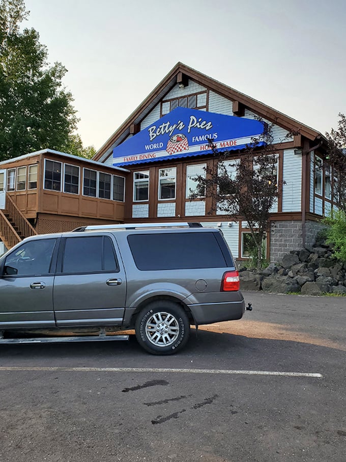 Arriving at Betty's Pies in Two Harbors, Minnesota, home of "World Famous Home Made" pies, a beloved stop along the beautiful North Shore.