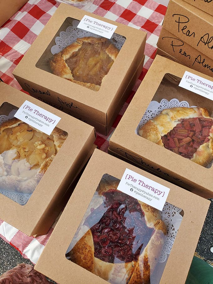 Individual pies packaged like precious cargo, because that's exactly what they are when someone's put their heart into making them from scratch.