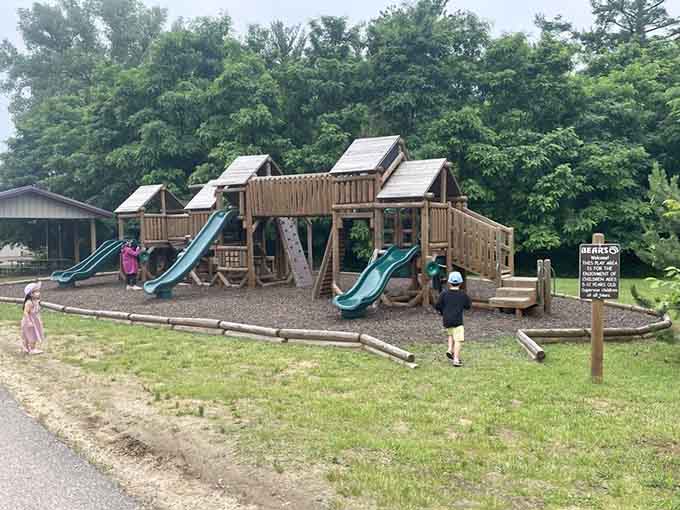 The playground offers young explorers a chance to mimic the climbing skills of their newly discovered animal friends.