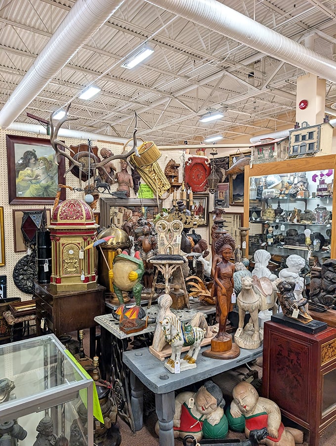 Rare Vintage Items: This eclectic collection of statues and curiosities represents the beautiful randomness of antique hunting&mdash;you never know what you'll discover next.