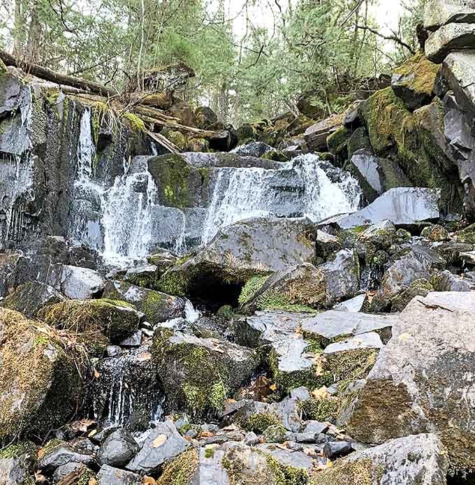 Water tumbles over ancient rocks in nature's version of an obstacle course, creating a symphony of splashes and burbles.