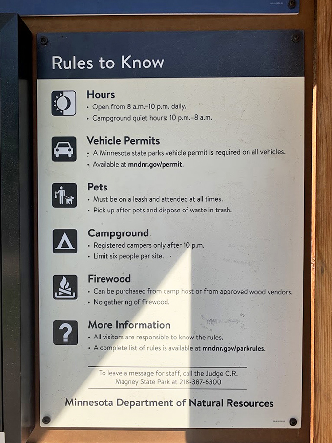 Rules: Judge C.R. Magney State Park's guidelines ensure this natural wonder remains pristine for future generations of mystery seekers.