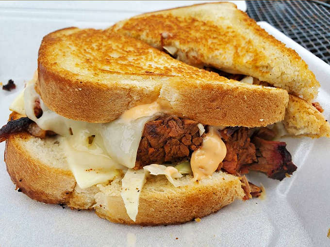 The brisket reuben that makes traditional delis question their entire existence and career choices.