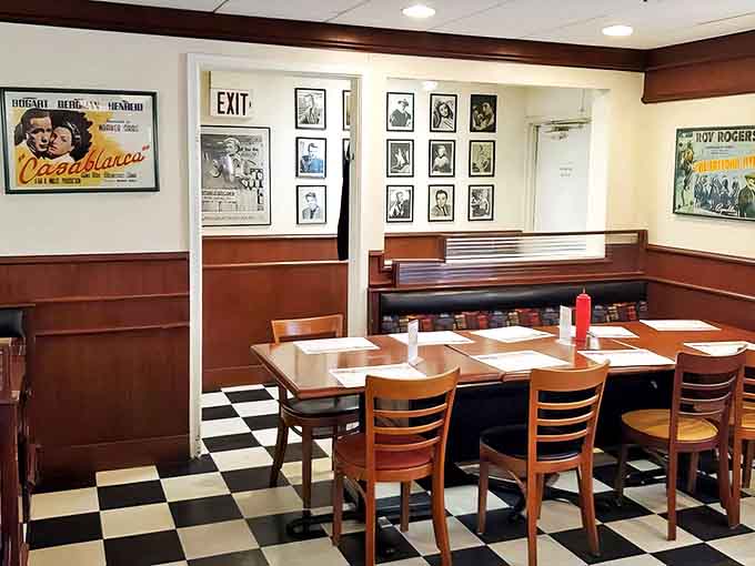 Classic movie posters and memorabilia line the walls, creating an atmosphere where nostalgia isn't manufactured &ndash; it's marinated and served fresh daily.