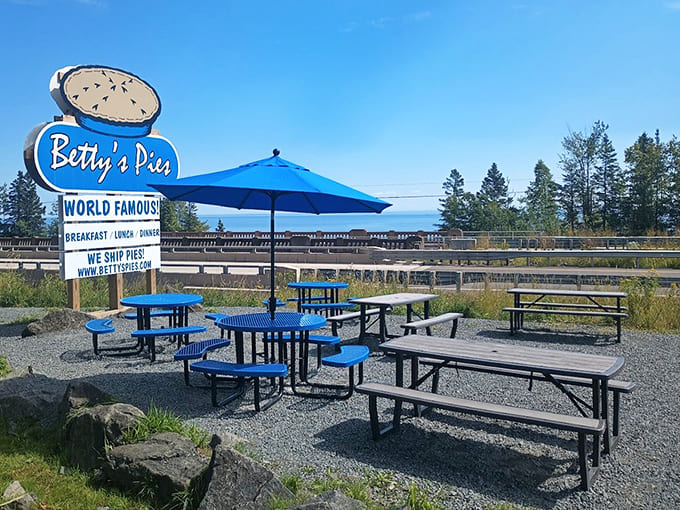 Outdoor seating with Lake Superior views &ndash; because the only thing that improves great pie is enjoying it with a side of Great Lakes majesty.