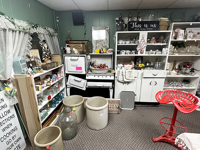Grandma's kitchen reimagined: This booth showcases domestic artifacts that tell the story of American home life through the decades.