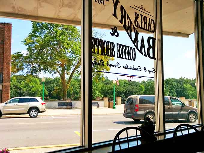 Window seats at Carl's offer the best view in town: watching Granite Falls go by while you demolish a cinnamon roll.