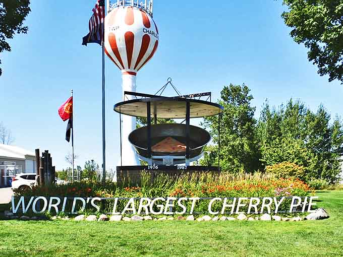 This cherry pie sculpture in town offers a permanent slice of the record-breaking dessert, complete with decorative cherries that never spoil.