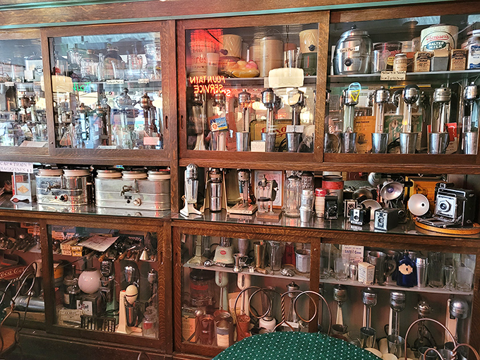 This isn't decoration – it's a museum of soda fountain history where every mixer and malt dispenser tells a story.