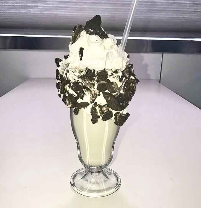 The Cookies & Cream shake stands tall and proud &ndash; a monochromatic masterpiece that makes vanilla and chocolate perform a synchronized swimming routine for your taste buds.