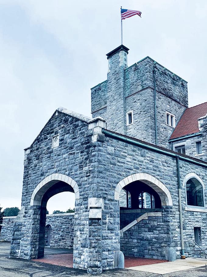 Stone archways frame your approach to medieval magnificence, creating the perfect dramatic introduction to castle living, Ohio-style.