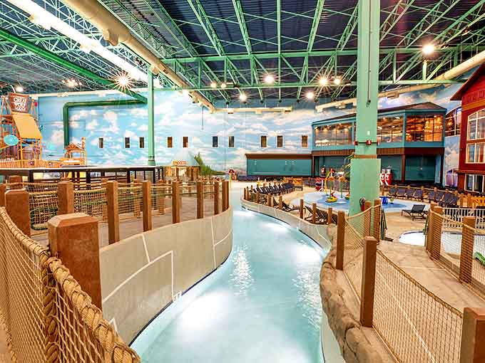 The thoughtfully designed environment blends rustic charm with aquatic excitement, creating spaces where multiple generations can enjoy watery fun together.
