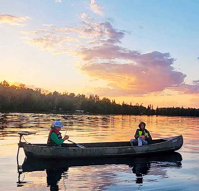 Anglers enjoy nature's perfect moment as golden light bathes the water, reminding us why fishing is about so much more than catching fish.