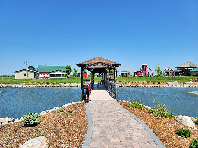 A peaceful oasis for watching paddle boats and recovering from maze-induced directional confusion.