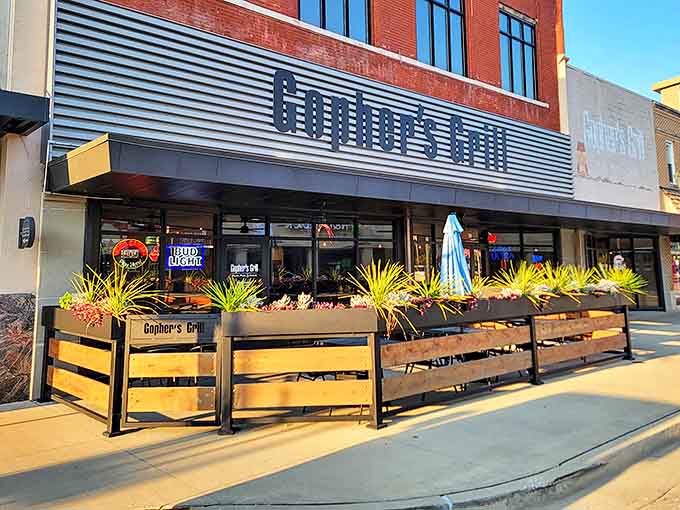 Gopher's Grill: Sidewalk dining surrounded by vibrant planters turns meals into street theater for people-watchers and comfort food enthusiasts.