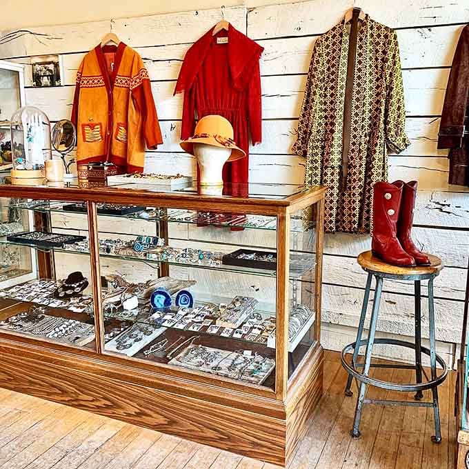 Turquoise, silver, and gemstone treasures await in glass cases &ndash; wearable art pieces with history embedded in every setting and stone.