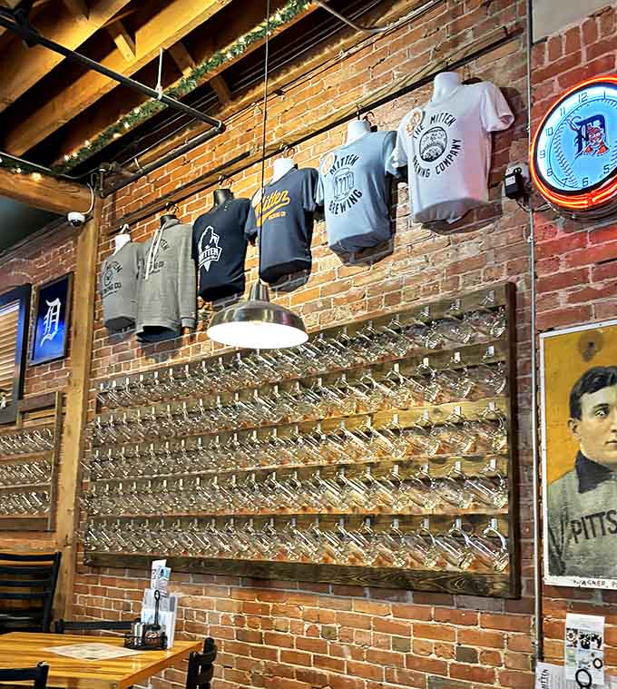 The impressive mug wall displays personalized glasses waiting for their owners&mdash;a community of regulars immortalized in glassware.