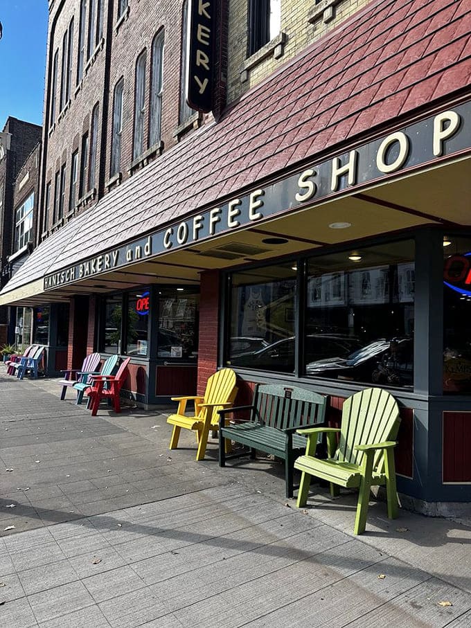 Those colorful chairs outside aren't just for show, they're prime real estate for enjoying your treats while watching Red Wing's main street come to life around you.