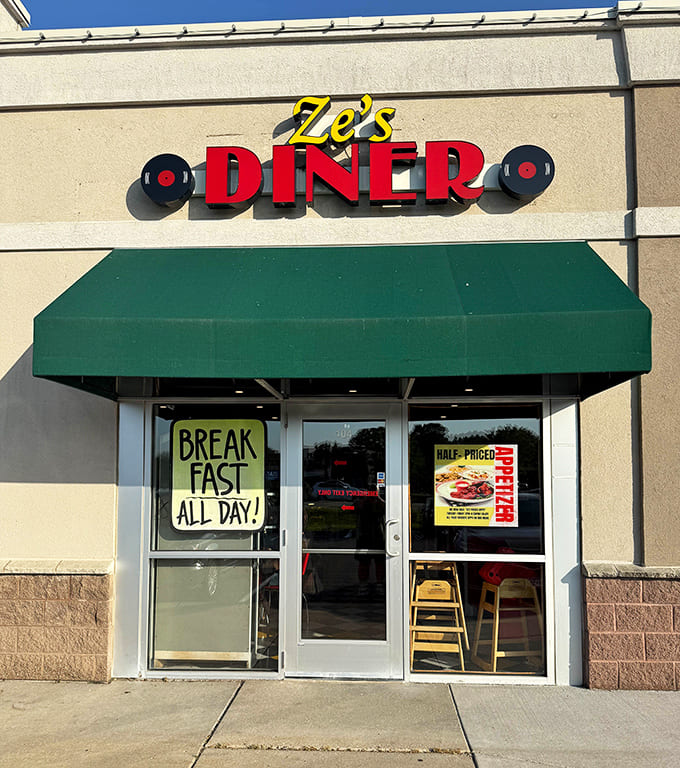 The welcoming entrance promises "BREAKFAST ALL DAY!" &ndash; six syllables that sound remarkably like "We understand you completely."