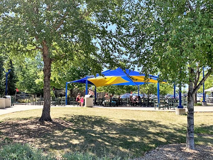 Shaded picnic areas provide strategic rest zones where families regroup between aquatic adventures.