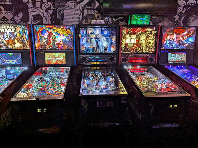 Pinball paradise in all its illuminated glory &ndash; where Star Wars, Guardians, and Walking Dead machines compete for your quarters and devotion.