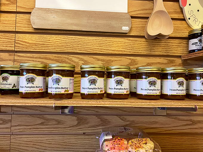 Jars of homemade pumpkin butter line the shelves like liquid gold. The perfect way to bring a taste of Mama Jo's home.
