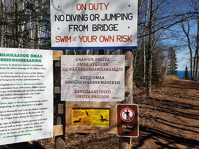 Signs that speak volumes &ndash; multilingual warnings and cultural history share space, reminding visitors of both safety and heritage.