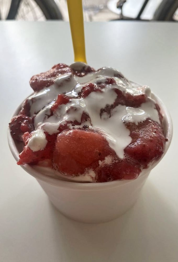 Strawberries and cream unite in a cup of summer bliss. Each spoonful is like capturing June sunshine, regardless of the actual month.