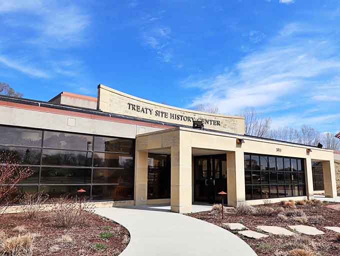 The modern Treaty Site History Center invites visitors to explore the complex stories that shaped Minnesota's cultural landscape.